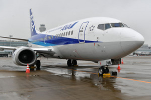 ANAの737-500スーパードルフィン最終便、福岡から羽田到着 25年間運航