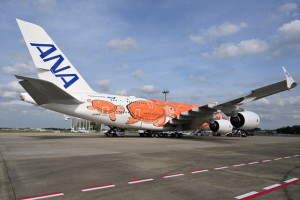 ぱっちりまつげとオレンジが映える 写真特集・ANA A380 3号機 ロールアウトから就航まで